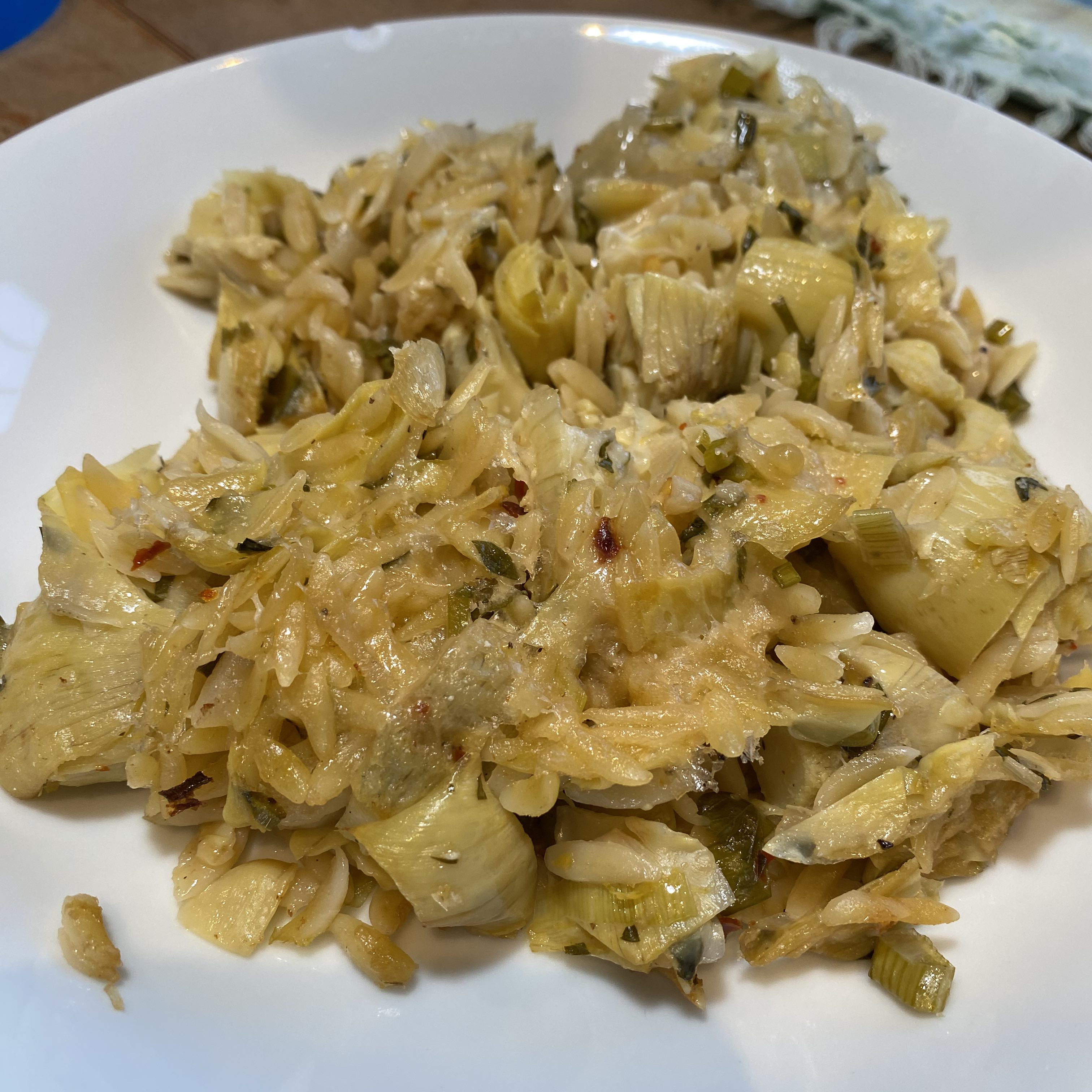Baked Orzo and Artichokes